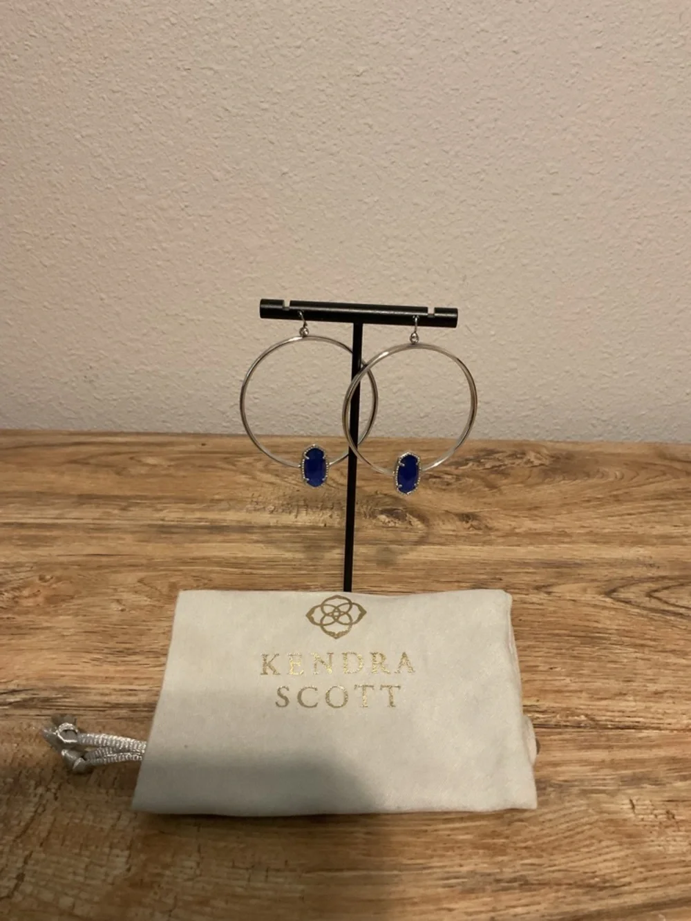 Kendra Scott | Jewelry | Kendra Scott Silver Hoop Earrings With Blue ...
